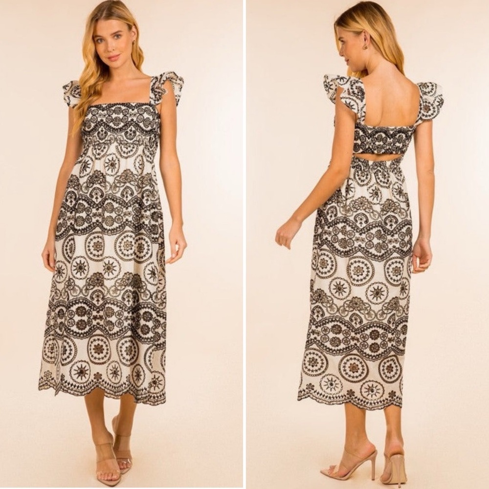 Sunday Up Eyelet Embroidered Dress - Gem